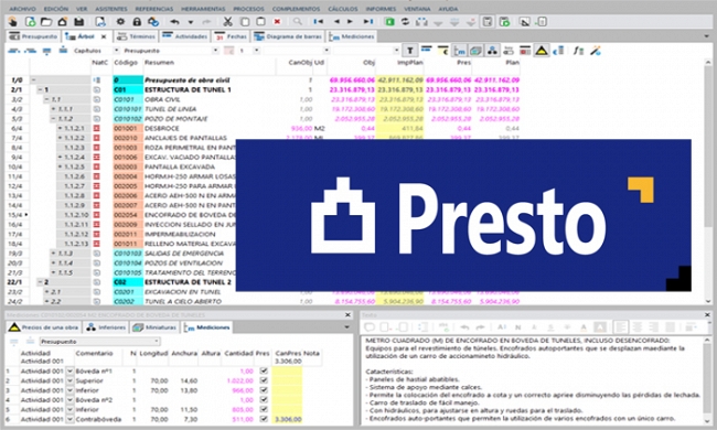 Curso de Mediciones, presupuestos y certificados con Presto